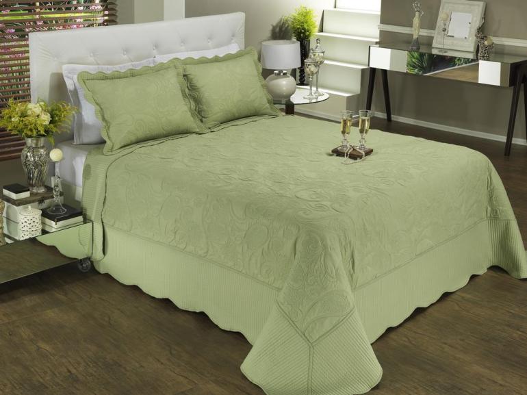Kit: 1 Cobre-leito King Bouti Bordada de Microfibra + 2 Porta ...